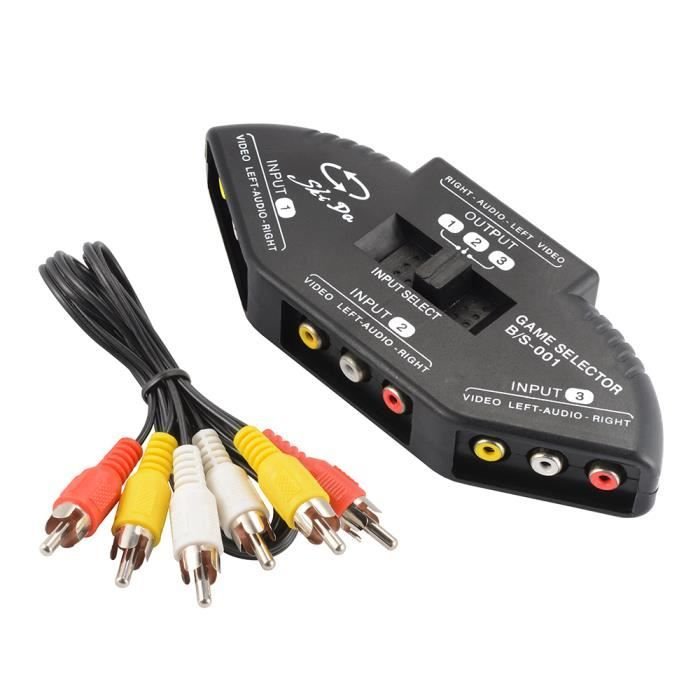 XCSOURCE przełącznik audio-wideo 3-drożny rozdzielacz AV RCA skrzynka ...