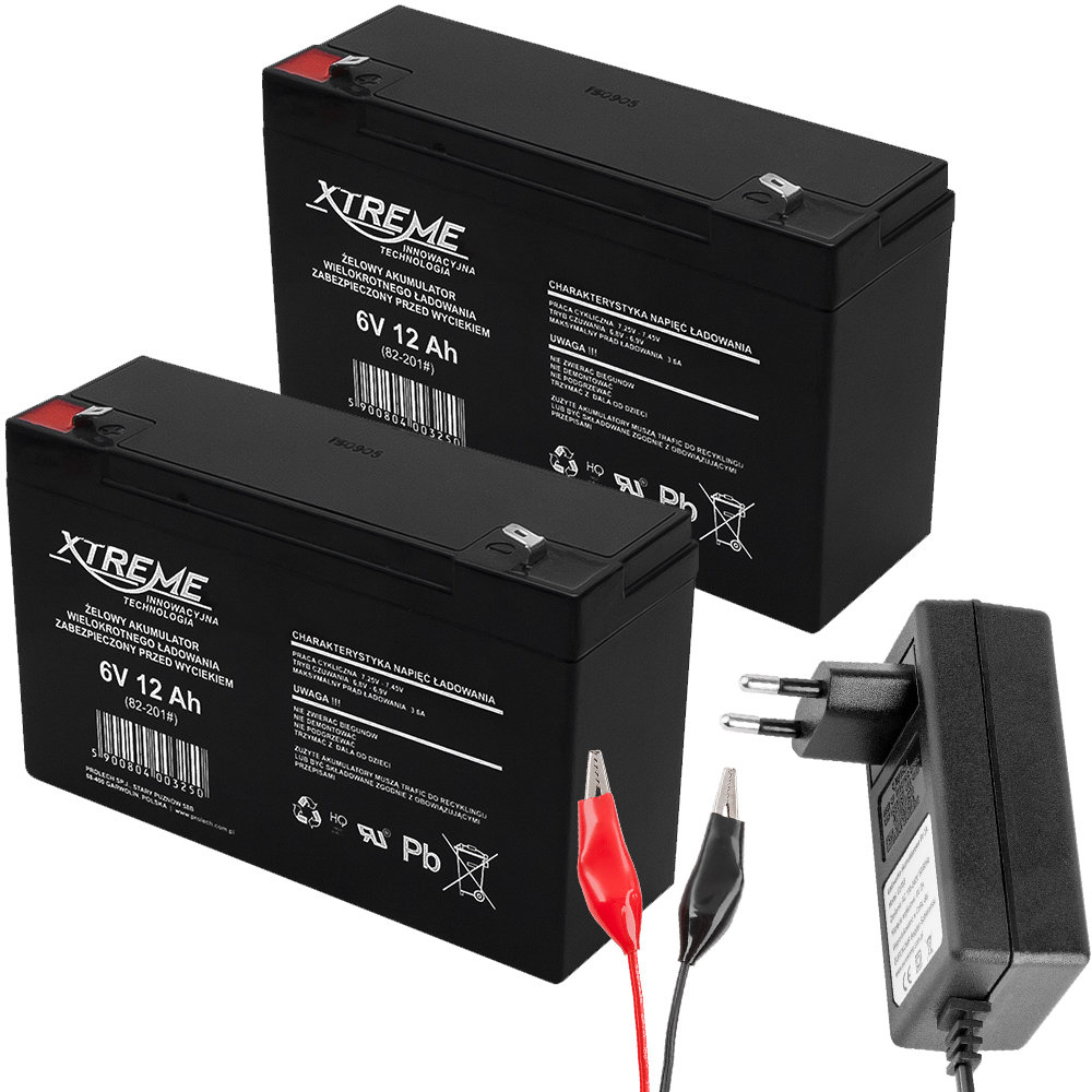 Xtreme, 2x akumulator żelowy XTREME 6V 12Ah + ładowarka - Xtreme | Sklep EMPIK.COM