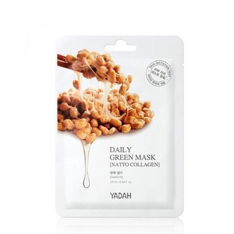 Yadah, Daily Green Mask Natto Collagen, Nawilżająco-ujędrniająca maska ...