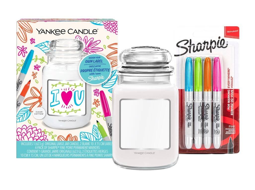 Yankee Candle And Sharpie Gift Set, Zestaw, Duża Świeca Zapachowa Clean ...