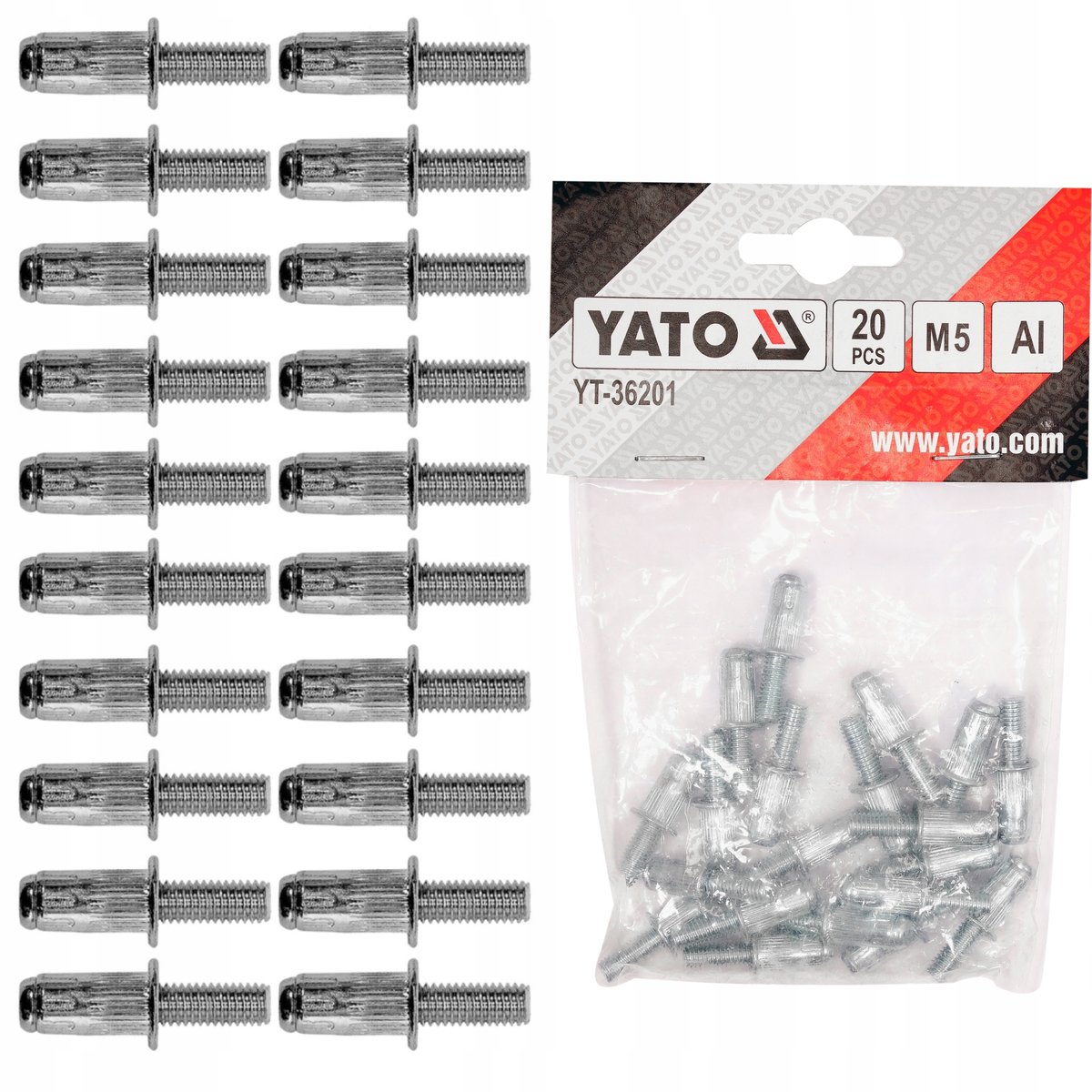 Yato Nitotrzpienie Aluminiowe Nitośruby M5 Zestaw 20 Szt. Yt-36201 ...