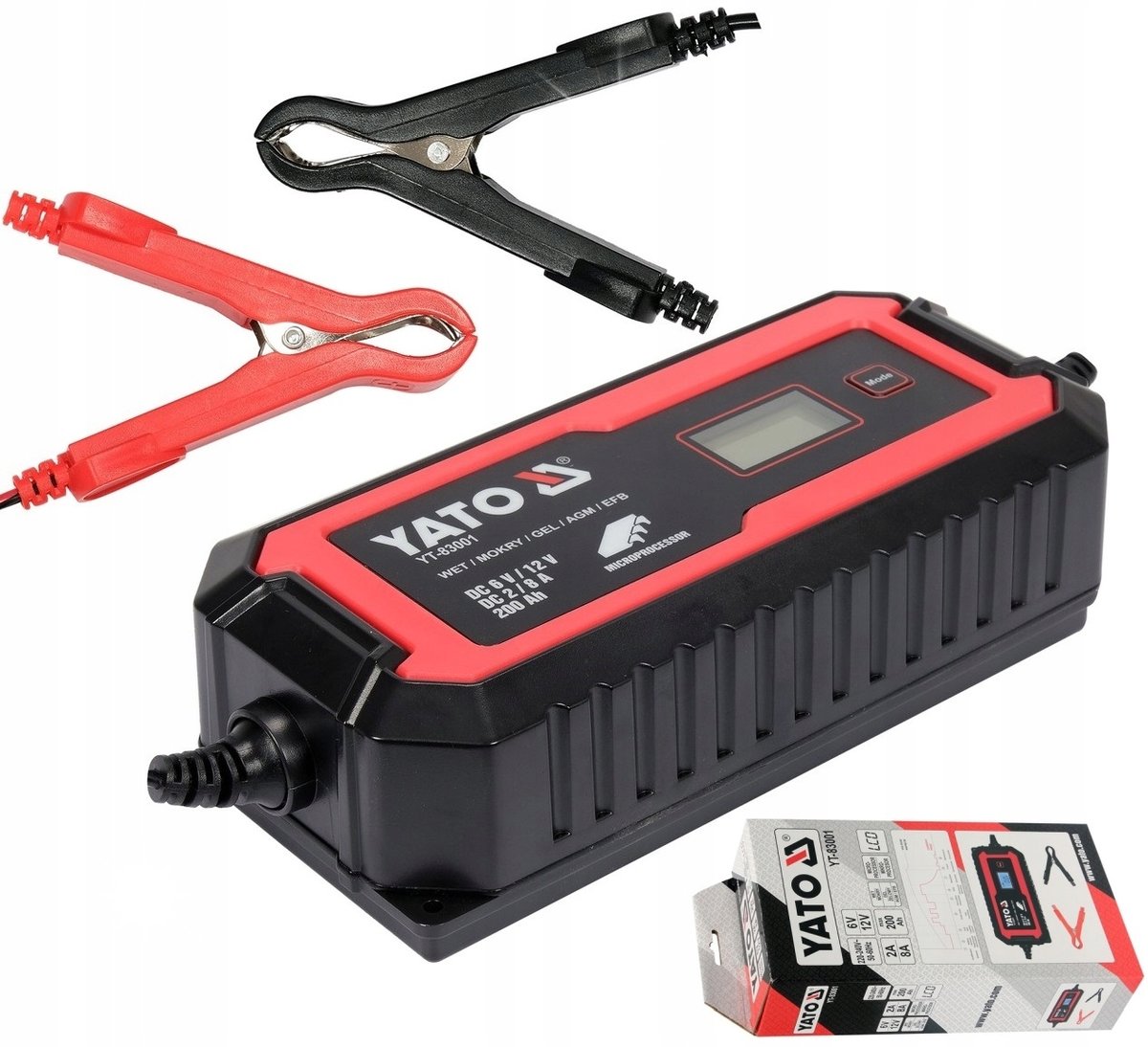 YATO PROSTOWNIK ELEKTRONICZNY ZAKRES 6V/2A, 12V/8A Z WYŚWIETLACZEM LCD ...