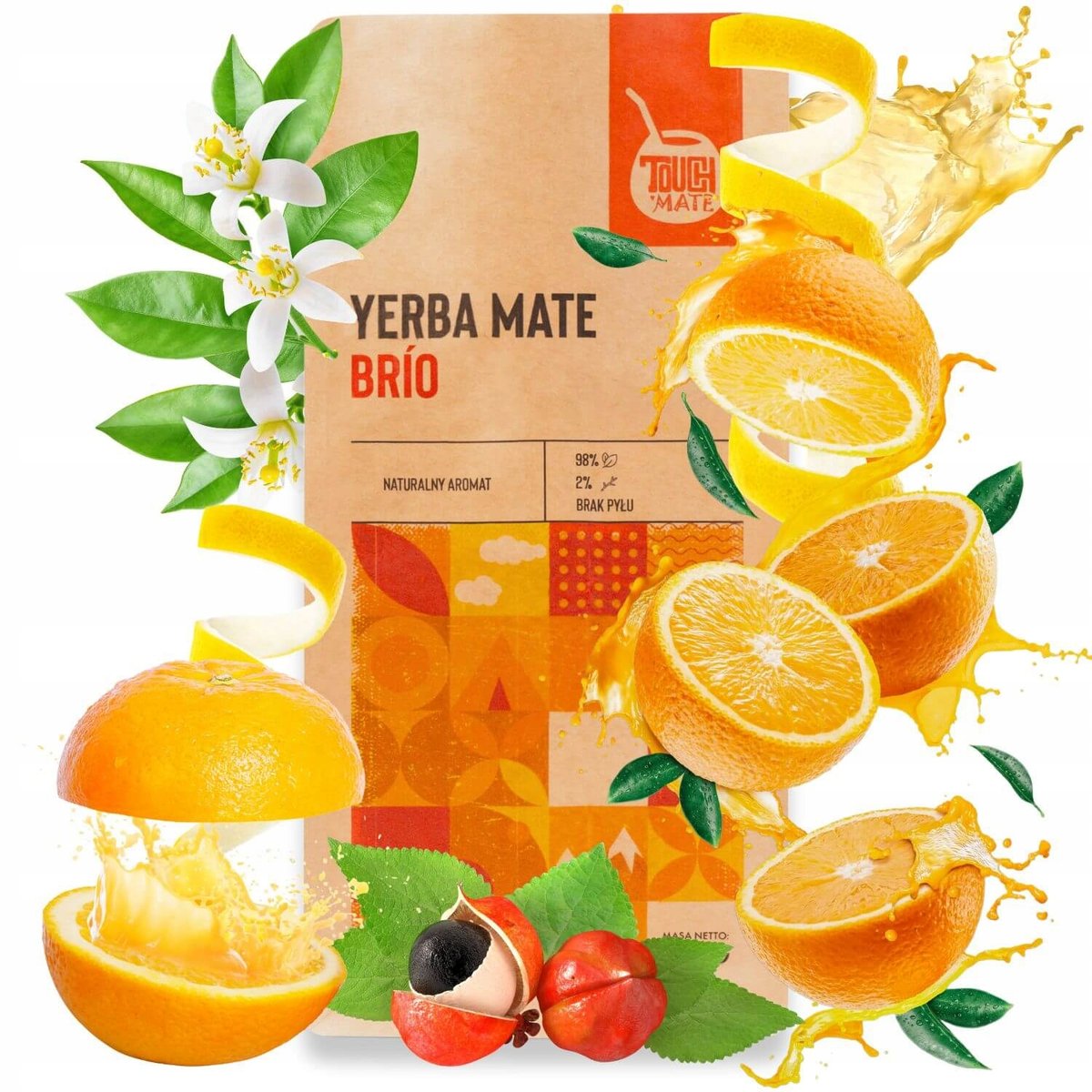 YERBA MATE Green TOUCH MATE Brio IQ 500 g ginko biloba żeń-szeń guarana ...