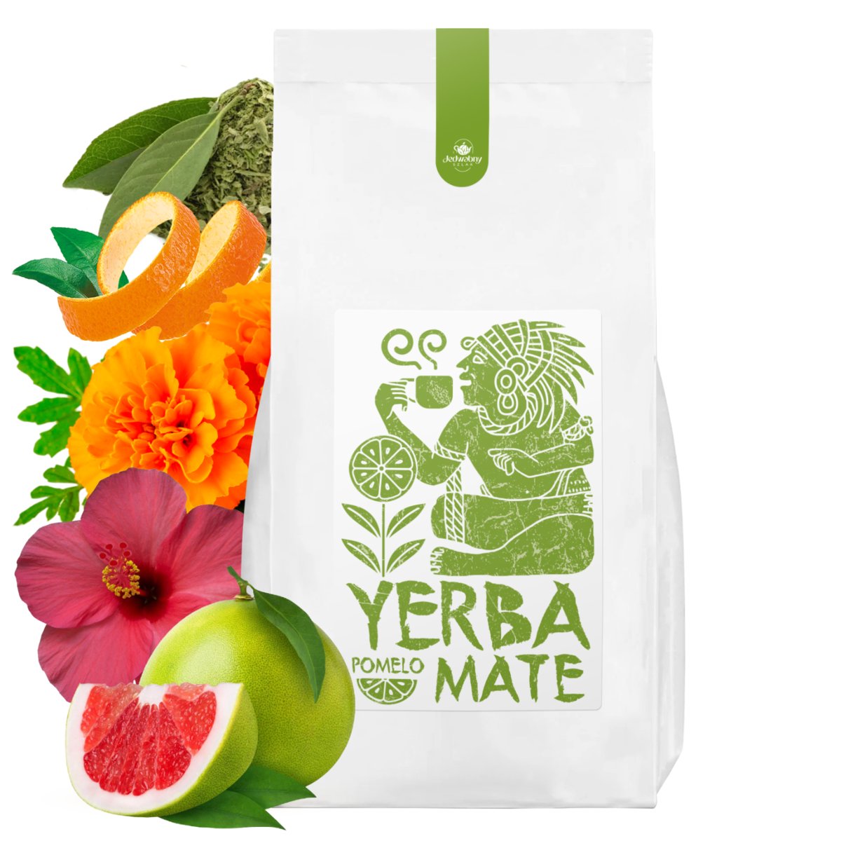 Yerba Mate POMELO 1 kg herbata ENERGIA con palo hibiskus MOC green tea ...