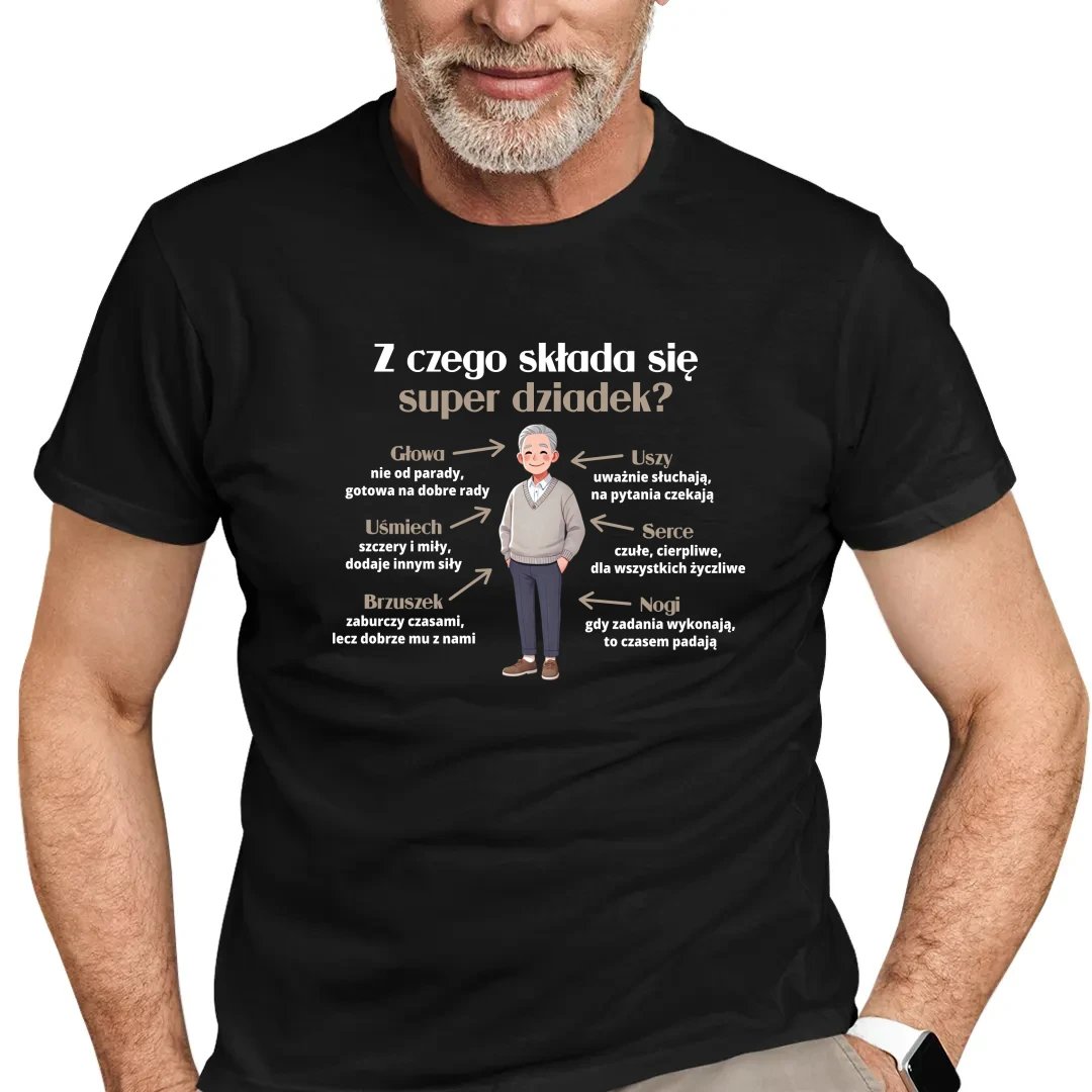 Z czego składa się super dziadek? - męska koszulka na prezent dla dziadka - Koszulkowy | Moda ...