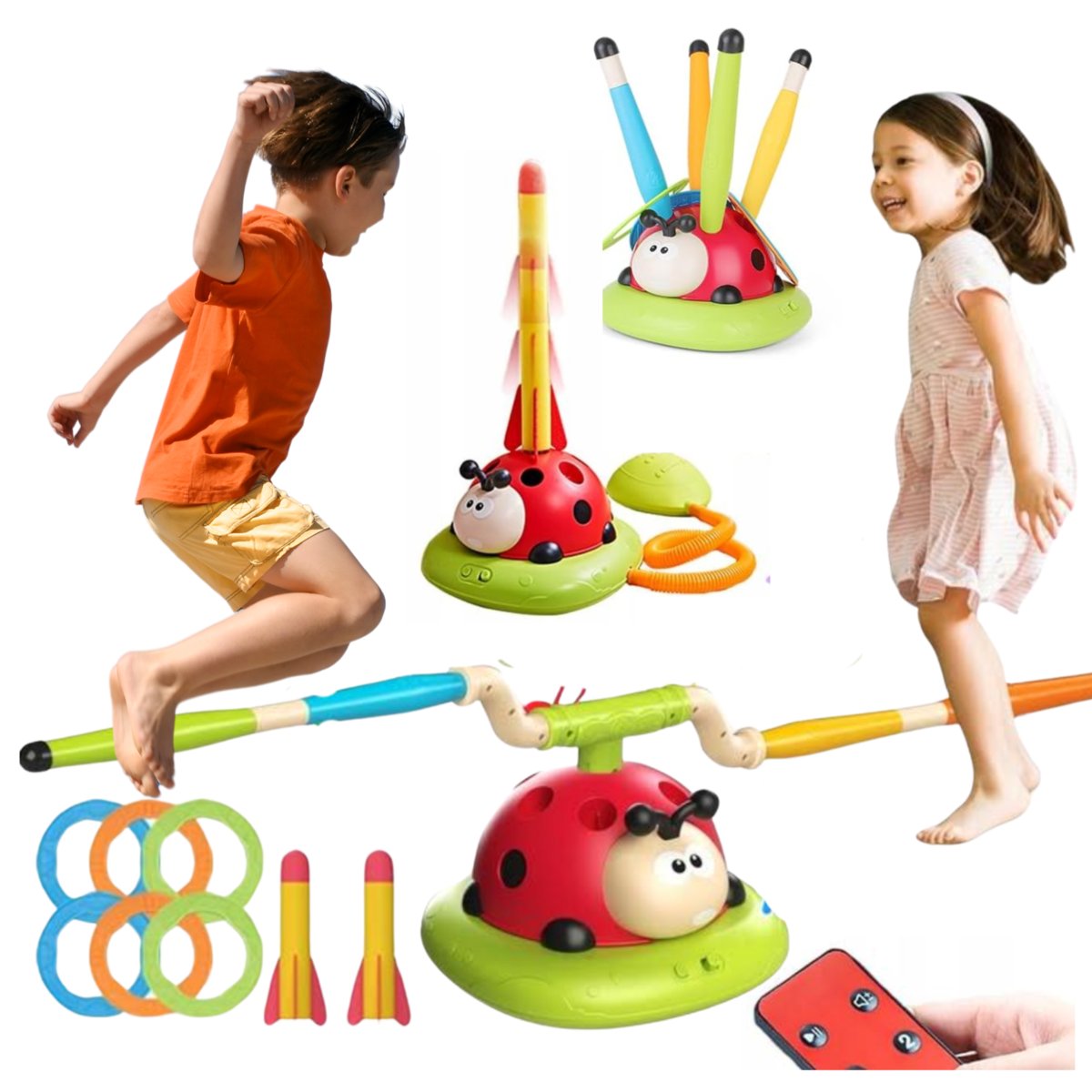 Zabawka 3w1 Gra Zręcznościowa Dla Dzieci Wyrzutnia Rakiet Skakanka Ringo - Peppyfun | Sklep ...