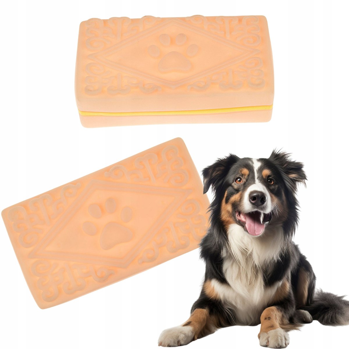 Zabawka dla psa CIASTKO HERBATNIK COOKIE piszcząca słodycz dla psiaka ...