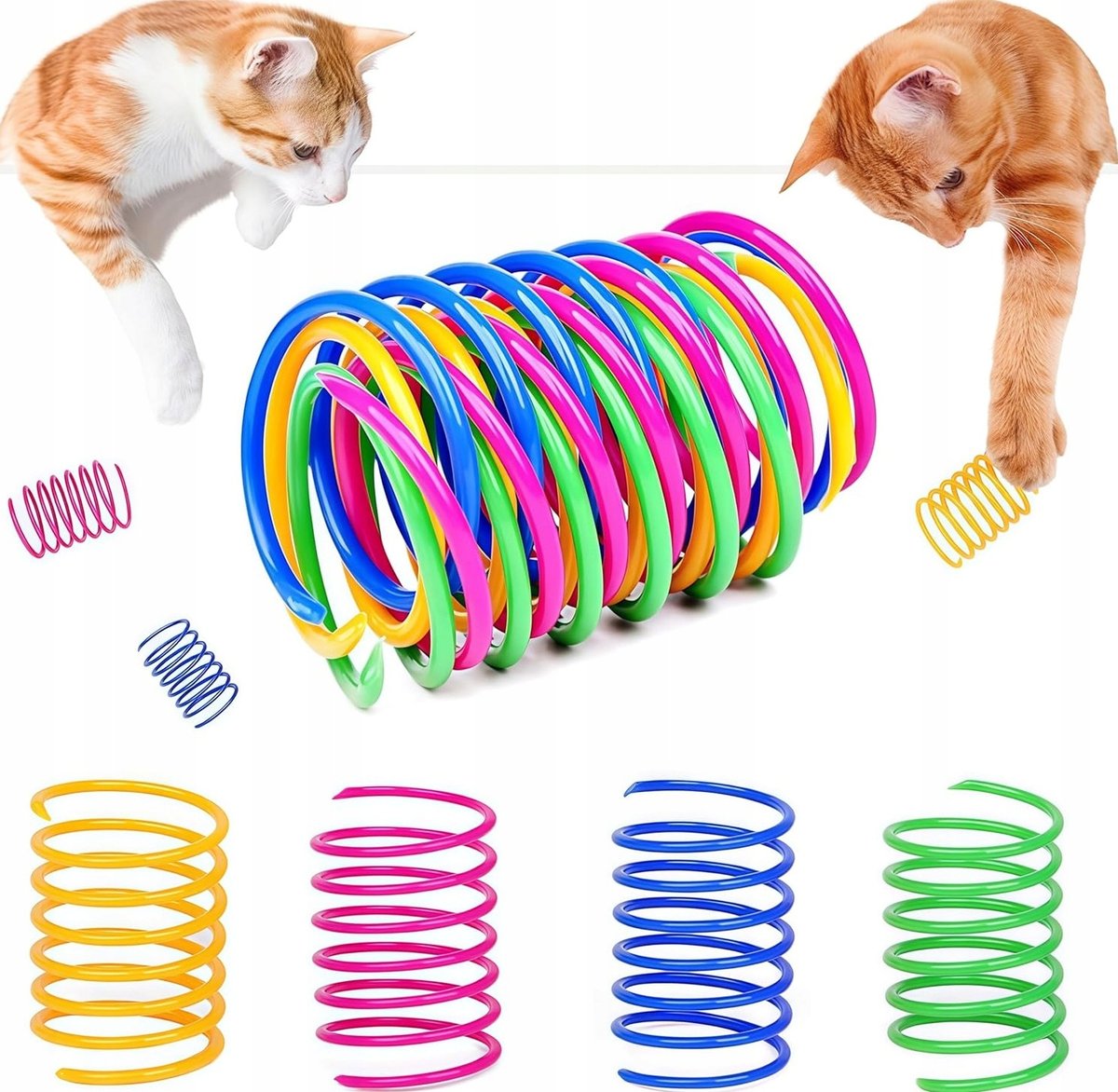 ZABAWKI 40 SZTUK SPIRALE DLA KOTA KOLOROWE PLASTIKOWE TRWAŁE KREATYWNE ...