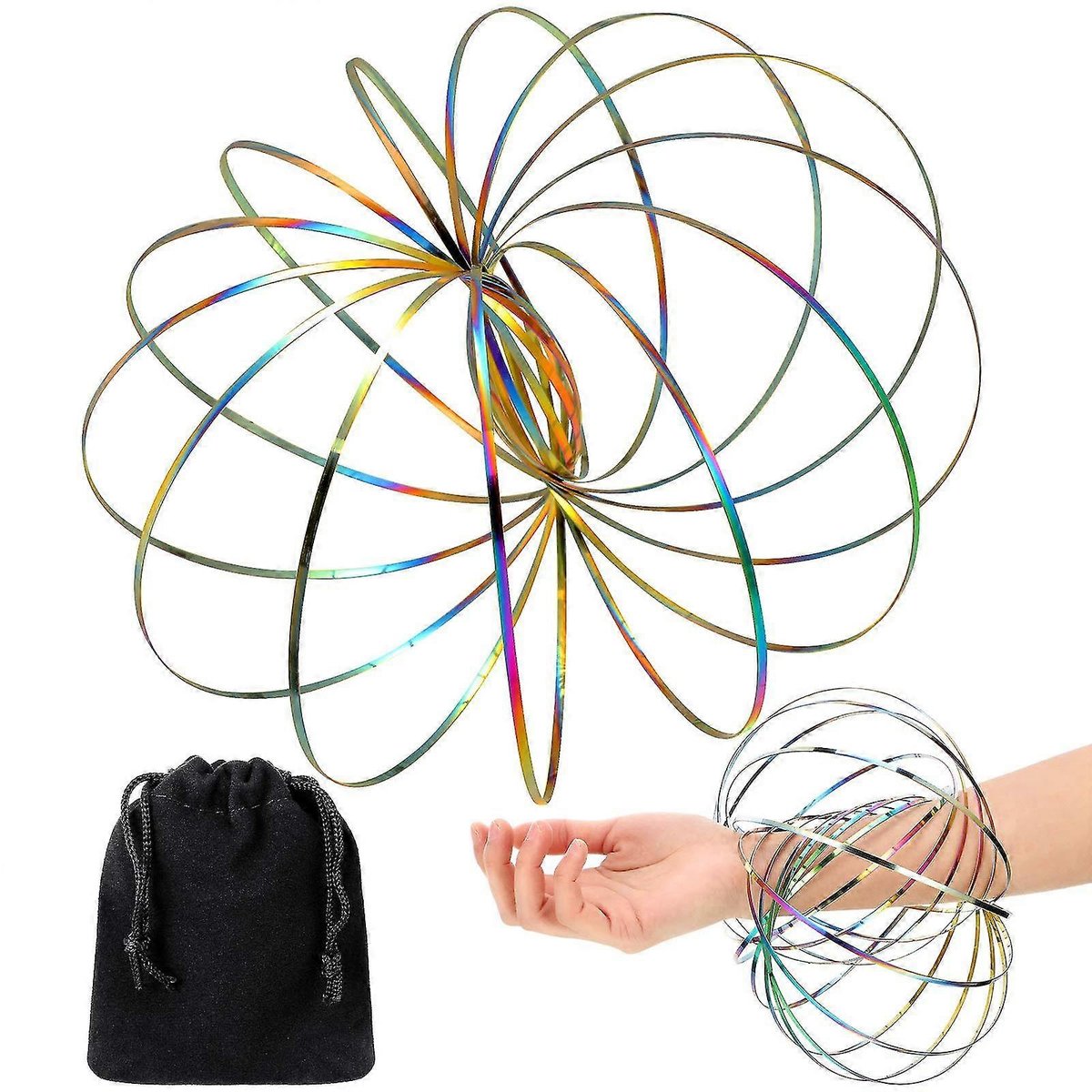 Zabawki Flow Rings, sprężyna 3D, magiczny pierścień Flow Ring ze stali ...