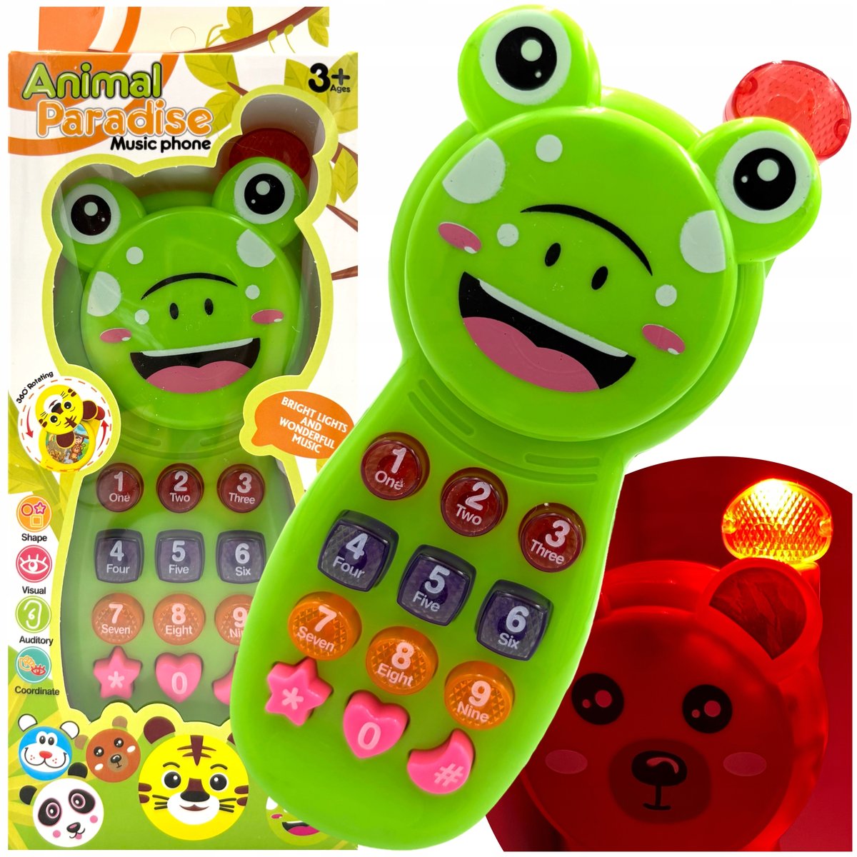 Zabawkowy telefon dla dzieci telefonik świecący z dźwiękiem melodyjki ...