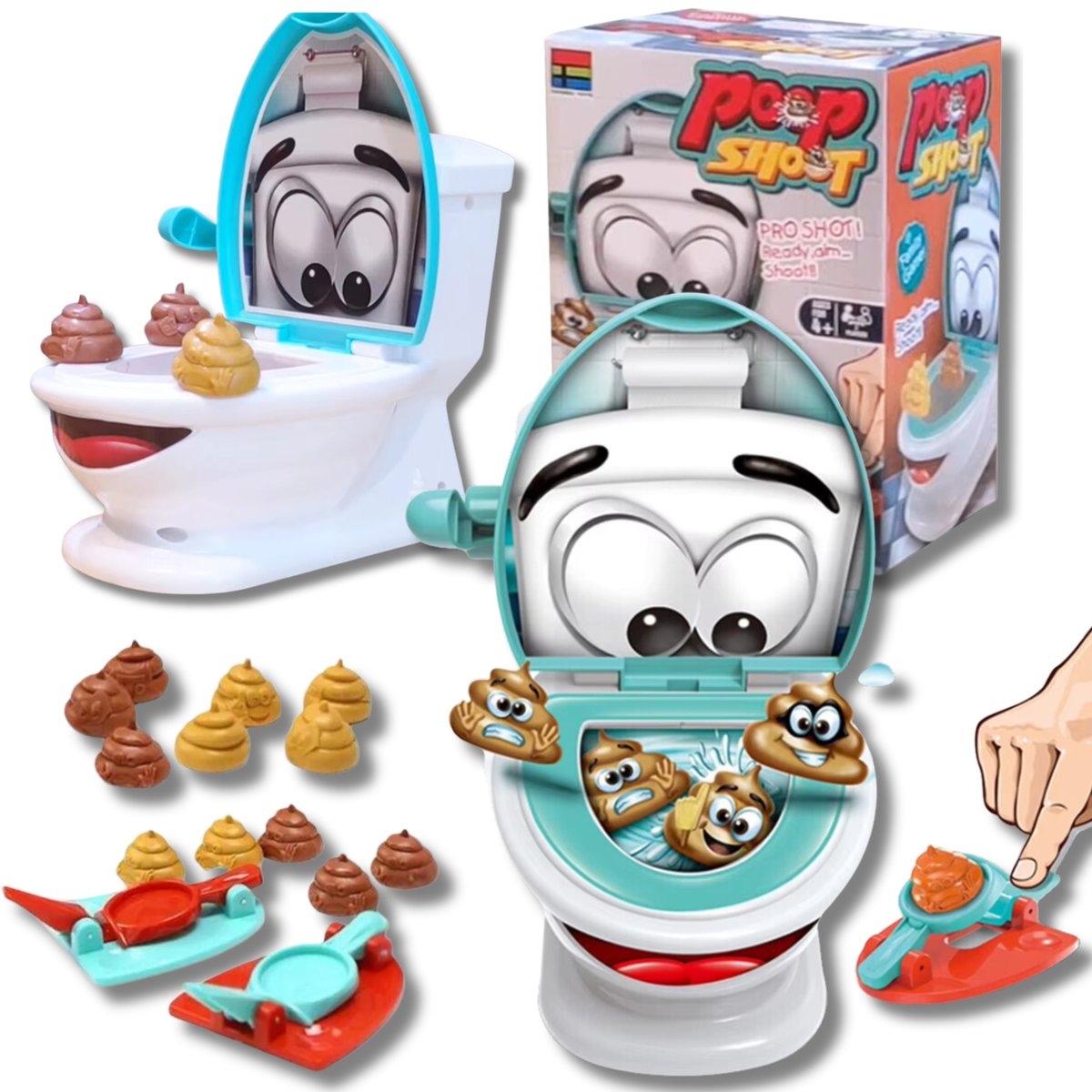 Zabawna GRA ZRĘCZNOŚCIOWA Traf kupą do WC WESOŁY SEDES POOP SHOOT ...