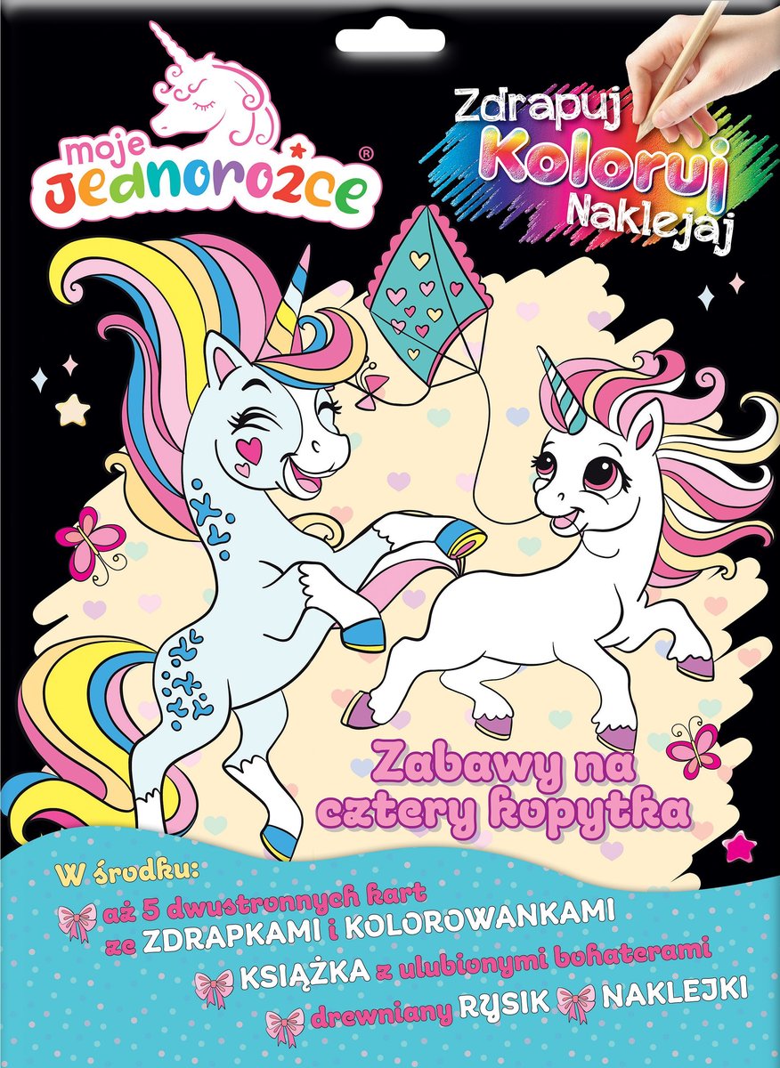 Zabawy na cztery kopytka. Moje Jednorożce. Zdrapuj, koloruj, naklejaj ...