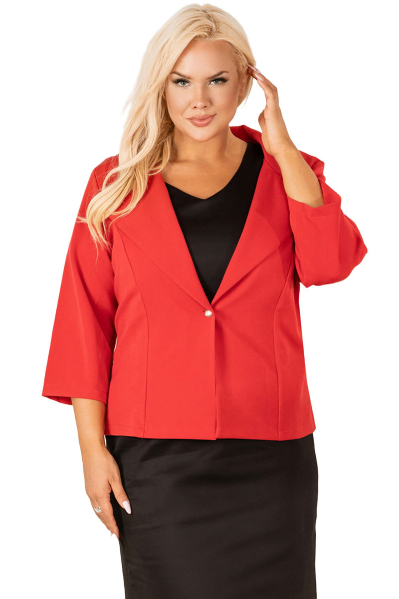 Żakiet-Bolerko Bettina Z Kołnierzem Czerwony 54/56 Plus Size - KARKO ...