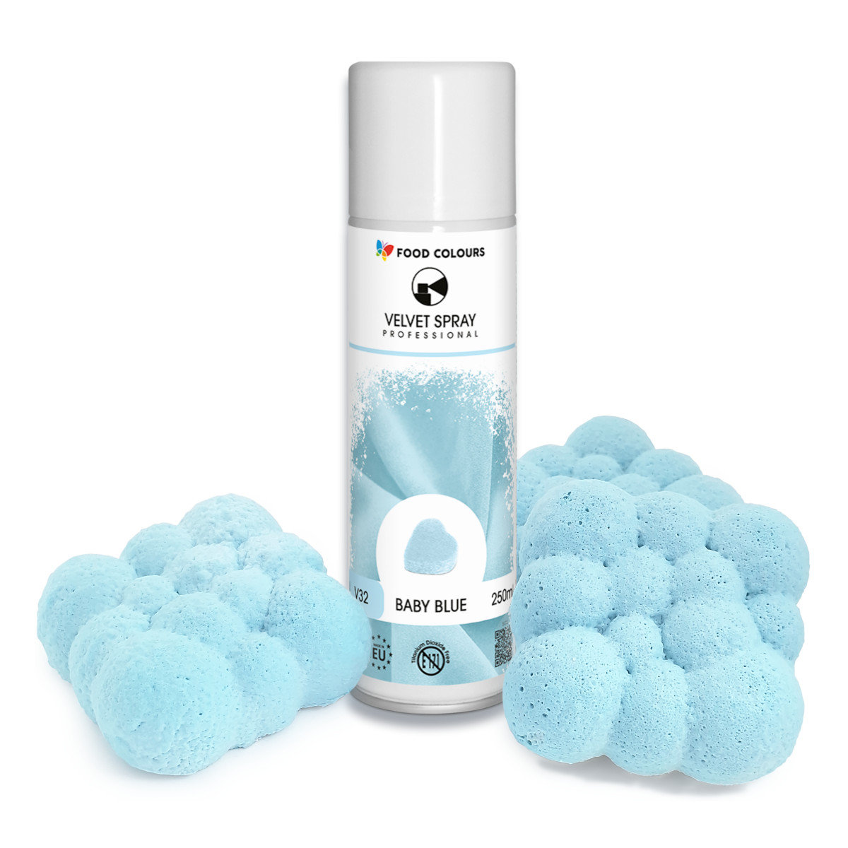 Zamsz w sprayu BŁĘKITNY - BABY BLUE Velvet Spray Food Colours, 250 ml ...
