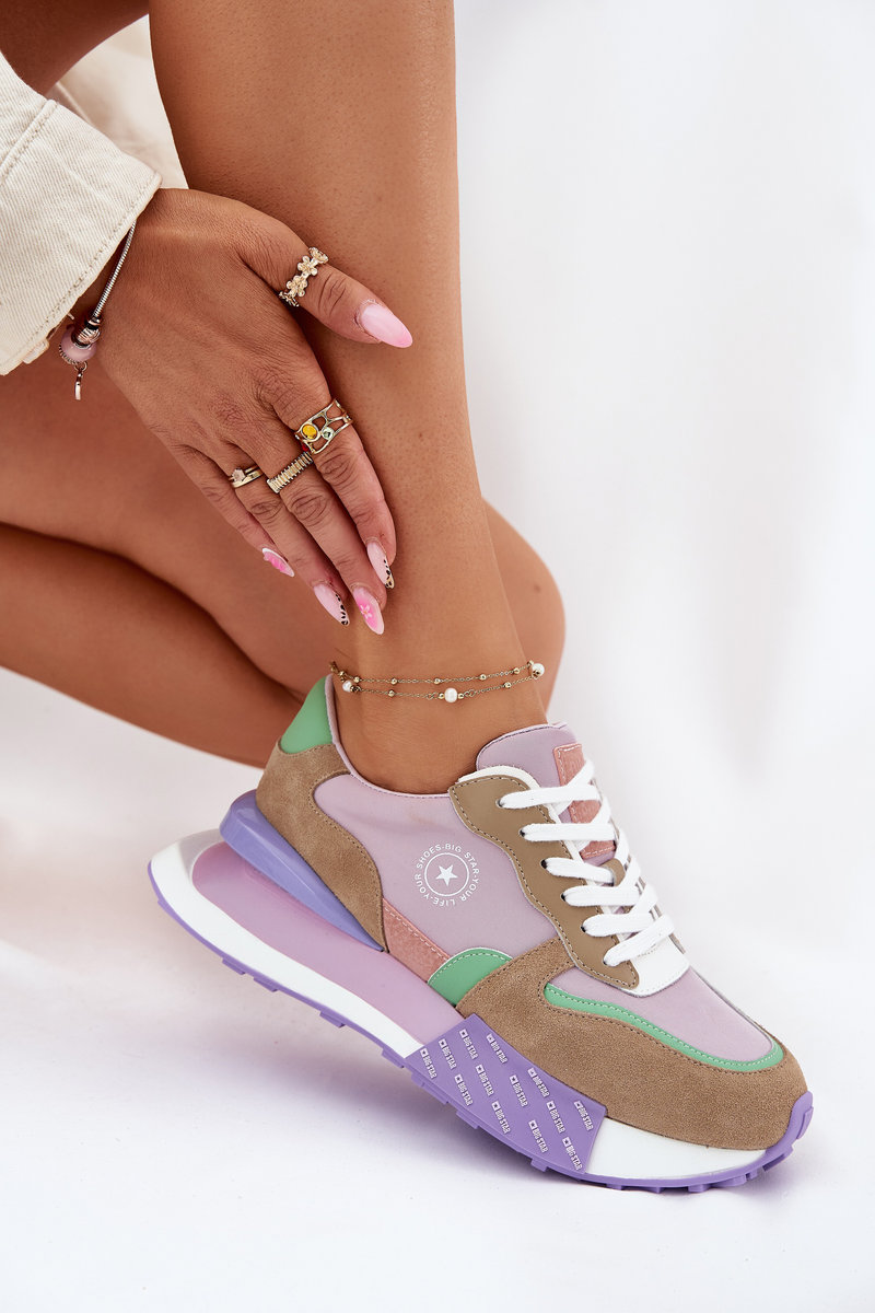 Zamszowe Sneakersy Damskie Na Platformie Big Star RR274815 HI-POLY SYSTEM Różowe-40 - Big Star ...