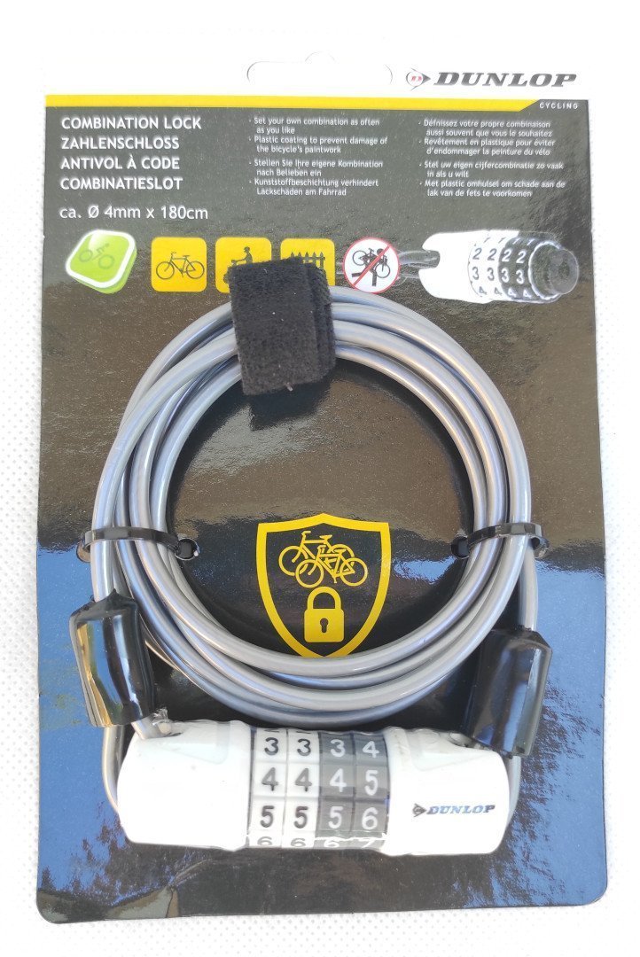 Zapięcie rowerowe linka na szyfr Dunlop 180cm - Dunlop | Sport Sklep EMPIK.COM