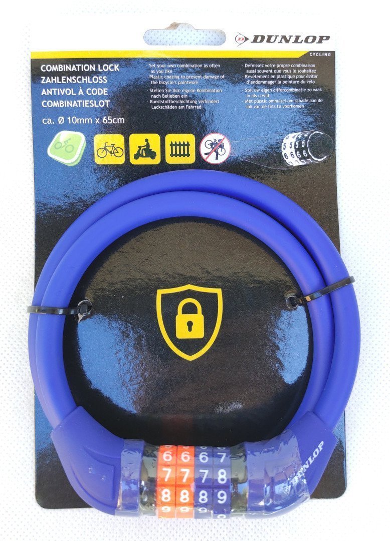 Zapięcie rowerowe linka na szyfr Dunlop 65cm - Dunlop | Sport Sklep EMPIK.COM