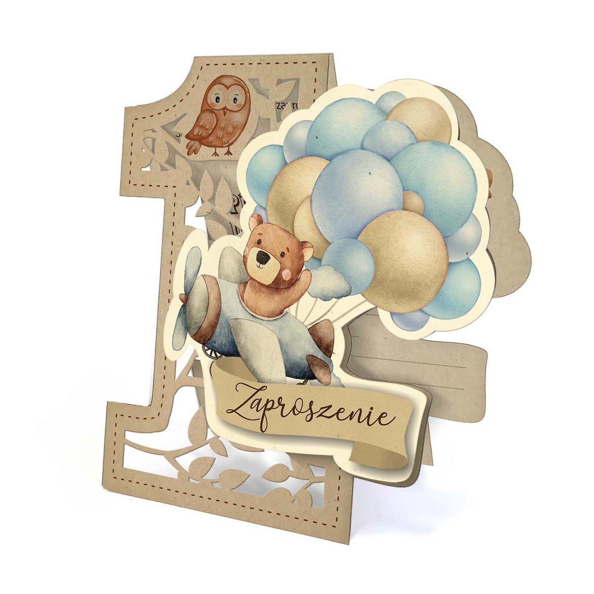 Zaproszenia na roczek misio. 5 szt. gotowe do wypisania, wysyłka 24h ...