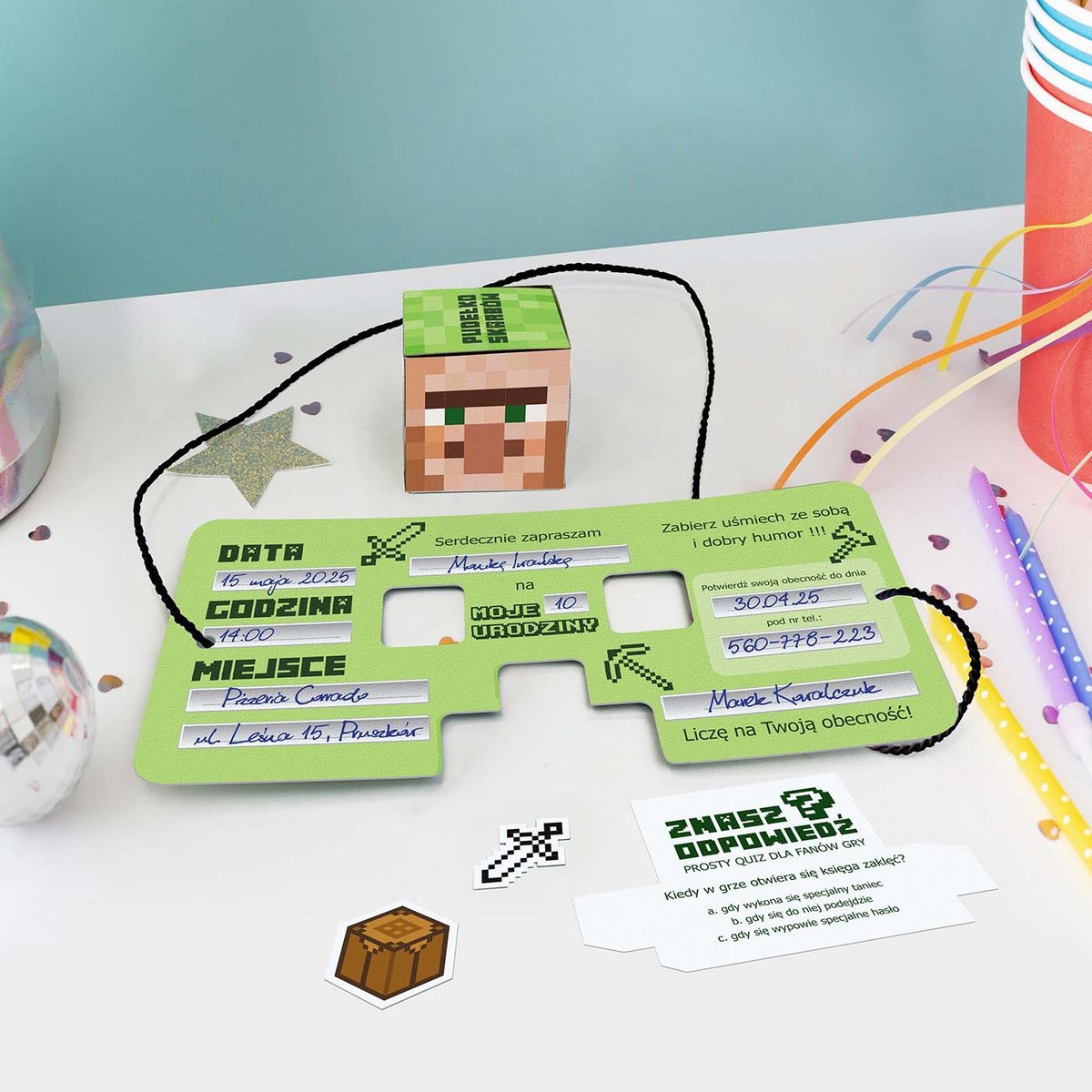 Zaproszenie 5 szt. na urodziny imprezkę Minecraft 64149 - Forum Design ...