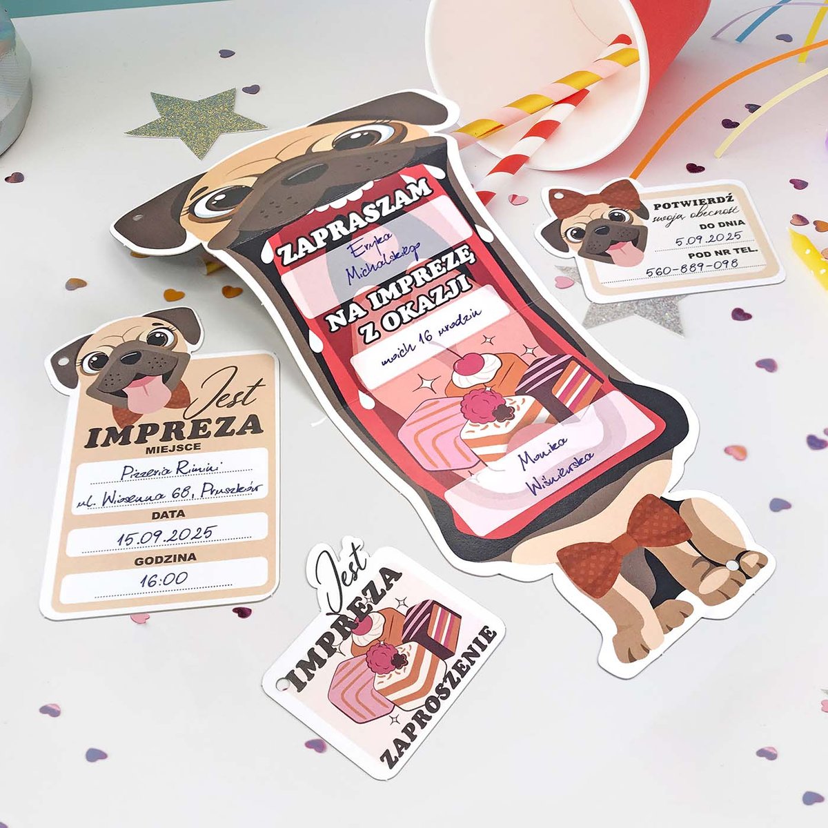 Zaproszenie na urodziny, 5 szt. Gotowe do wypisania, wysyłka 24h 63936 ...