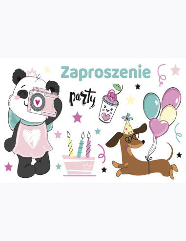 Zaproszenie Z 160X95 Zest. 62128 Dziecięce - Balony, Dziewczynka ...