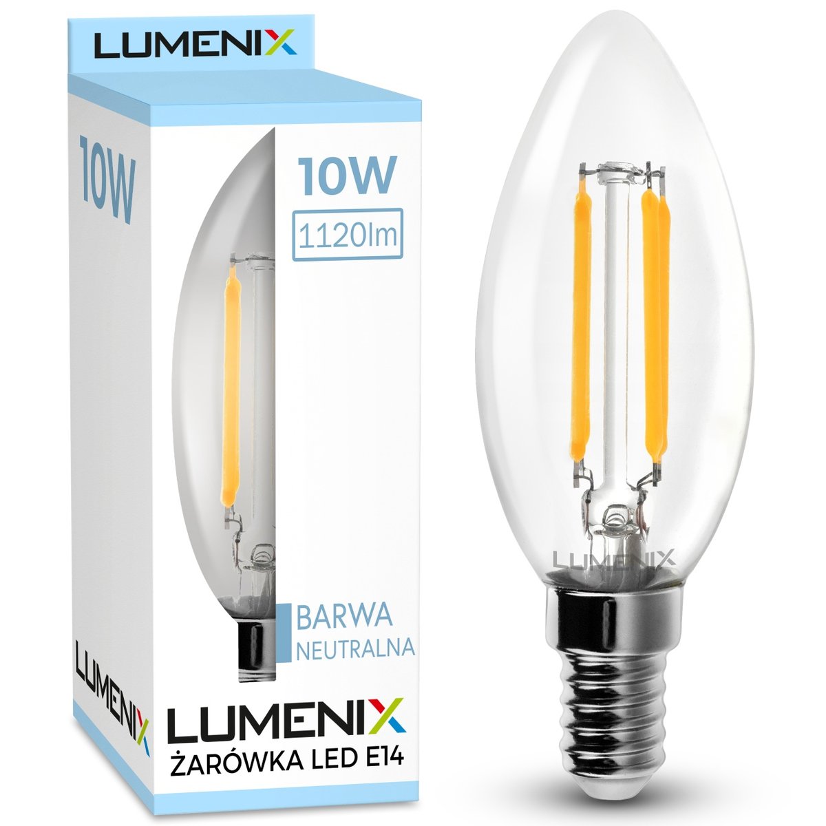 Żarówka E14 LED FILAMENT Edison OZDOBNA Świeczka 1120lm 10W NEUTRALNA ...