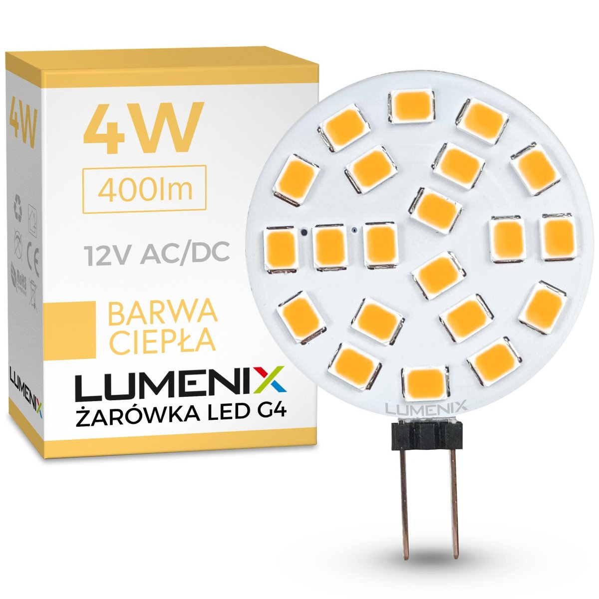 Żarówka Led G4 12V Ac/Dc 4W 400Lm Talerzyk Ciepła - Lumenix DLED ...