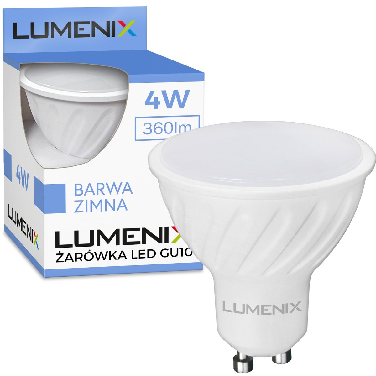 Żarówka LED GU10 4W 6000K BIAŁA ZIMNA 360lm 120° - Lumenix DLED | Sklep ...