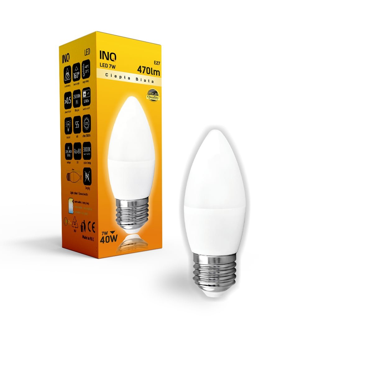 Żarówka LED INQ LB064WW, E27, 7 W, biała ciepła - INQ | Sklep EMPIK.COM Żarówka LED INQ LB064WW, E27, 7 W, biała ciepła - INQ | Sklep EMPIK.COM