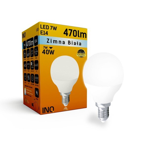 Żarówka LED INQ LP034CW, E14, 7 W, biała chłodna - INQ | Sklep EMPIK.COM
