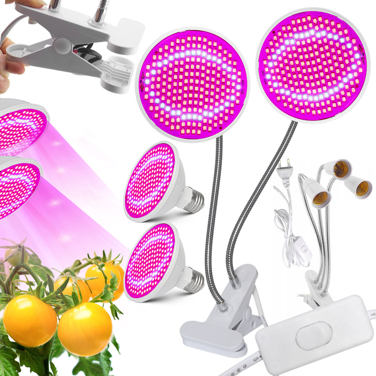 Żarówka LED plant Heckermann 200LED 18WLED 20W 2 sztuki + Uchwyt ...