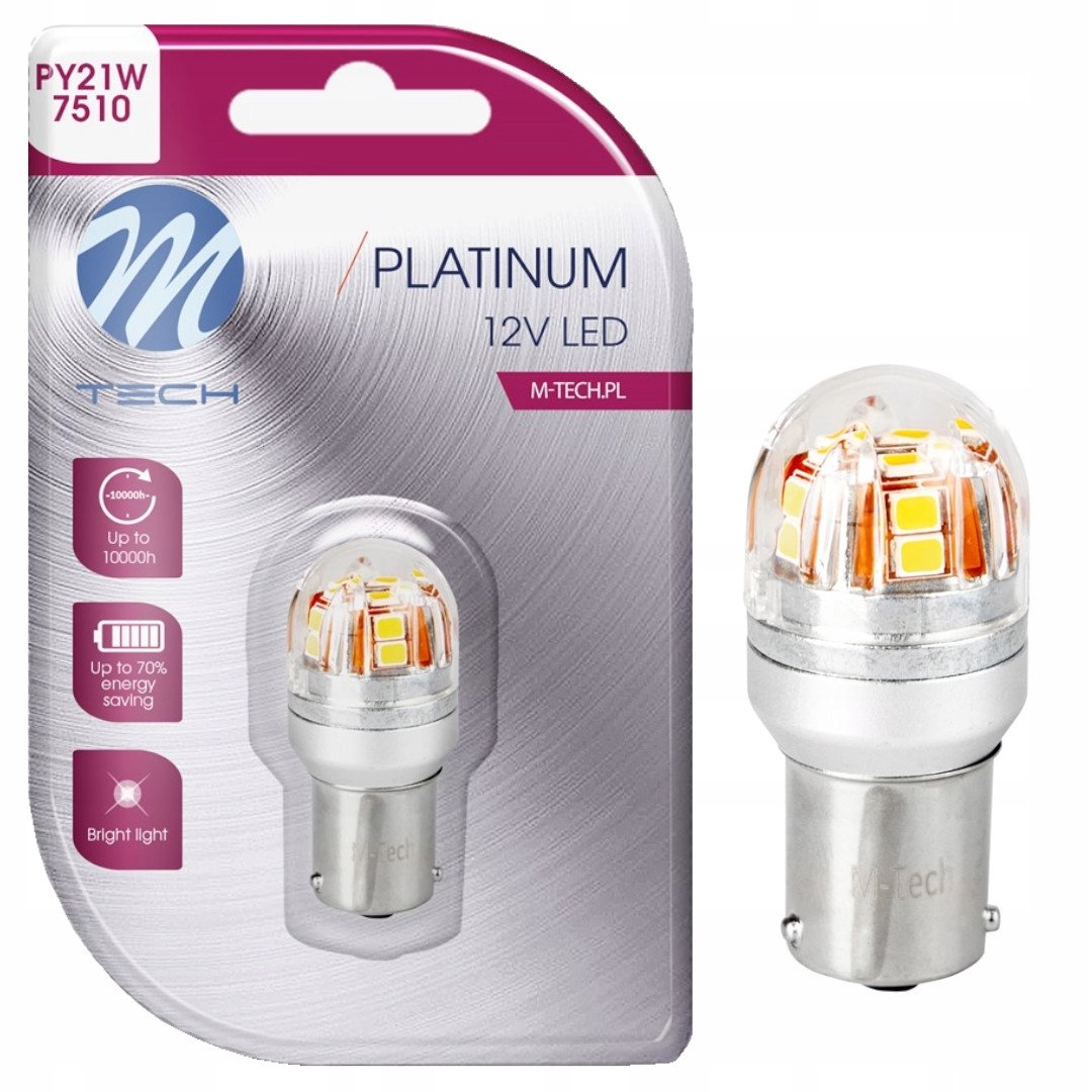 Żarówka Py21w Led Retrofit Pomarańczowa 12/24v Canbus 7507 Amber - Inna ...