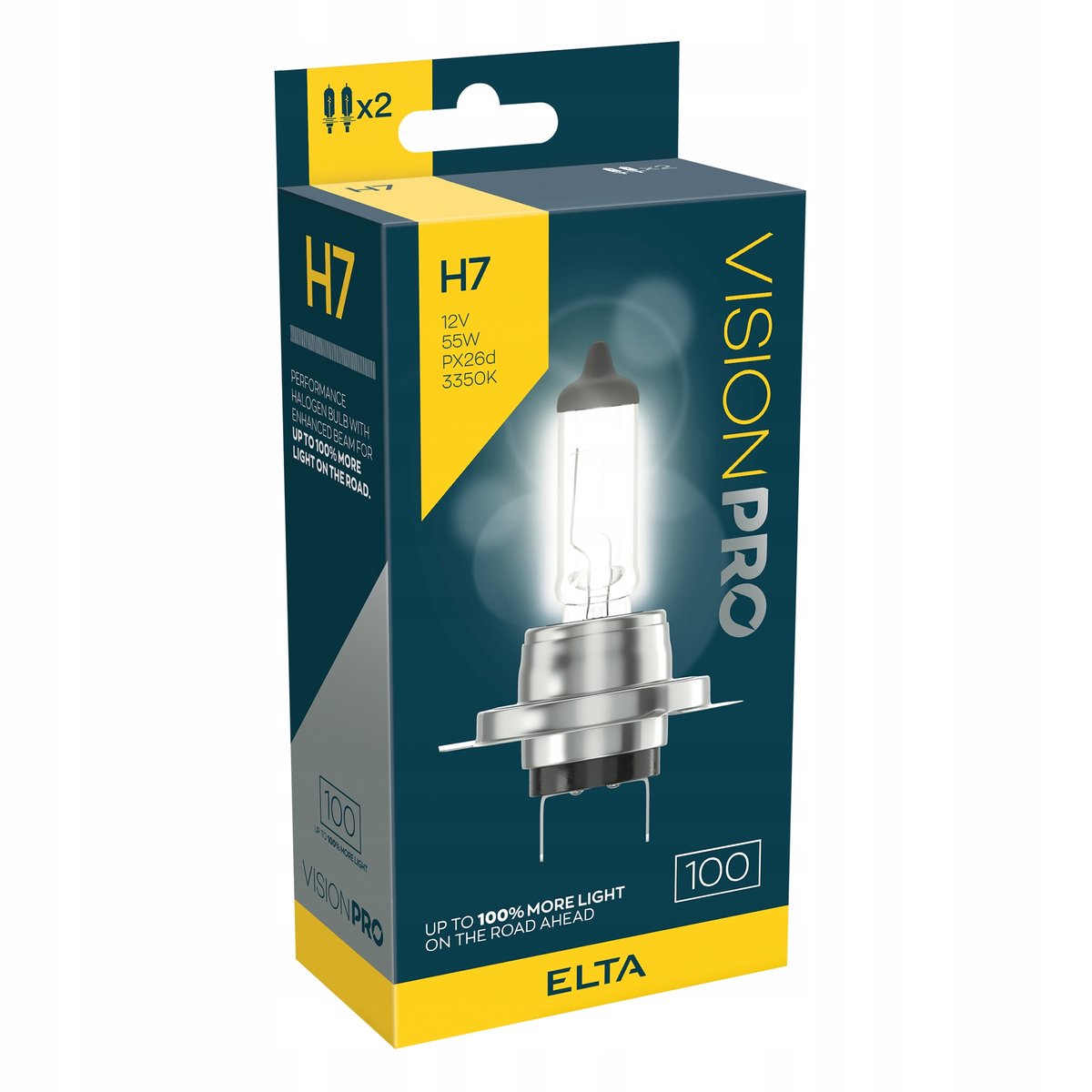 Żarówki H7 ELTA VisionPRO +100% | PX26d 12V 55W | Komplet 2 sztuki ...