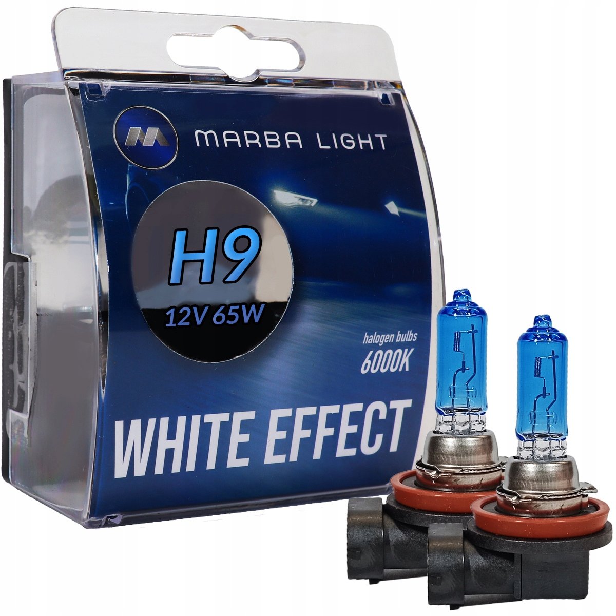 Żarówki H9 12V 65W Marba White effect Białe super zimne śnieżne 2 ...