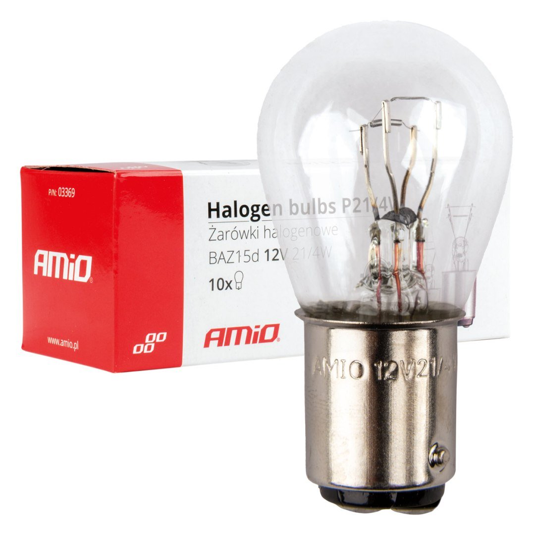 Żarówki halogenowe p21/4w 12v baz15d 10szt. amio-03369 - Inna marka ...