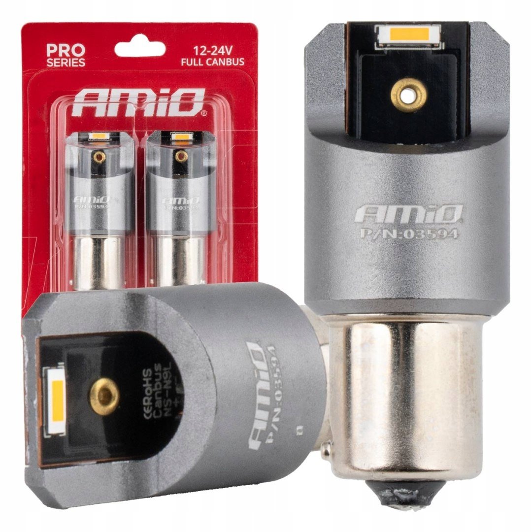 Żarówki led full canbus pro py21w 2x1860 smd pomarańczowe 12v 24v amio-0359 - Inna marka ...