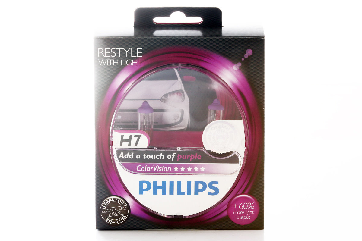 Żarówki PHILIPS H7 12V 55W Colorvision Purple fioletowe, 2 sztuki ...
