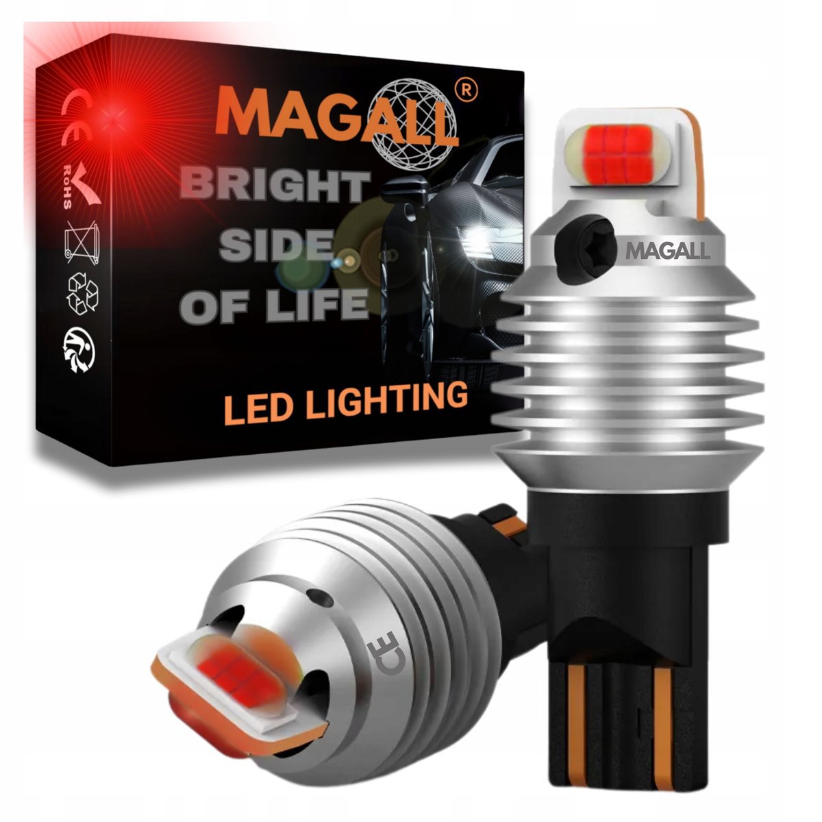 ŻARÓWKI W16W LED T15 CZERWONE MOCNE CANBUS MAGALL LONGLIFE 1000LM 12V ...