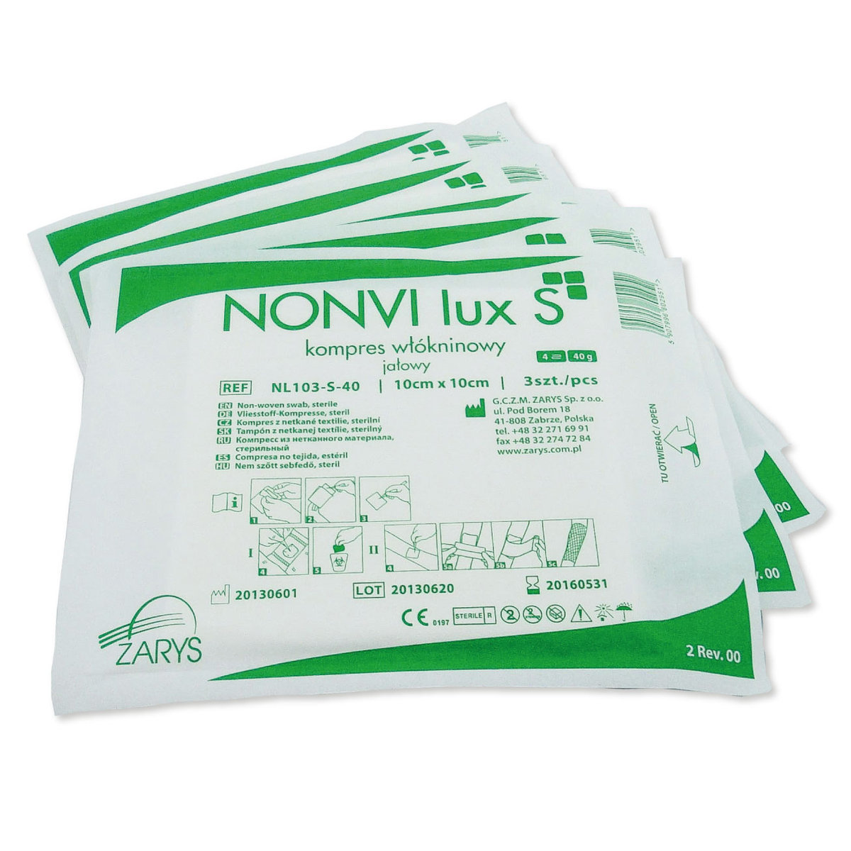 ZARYS NONVI lux S-10cm x 10cm 25szt x 2szt Kompres włókninowy, jałowy ...