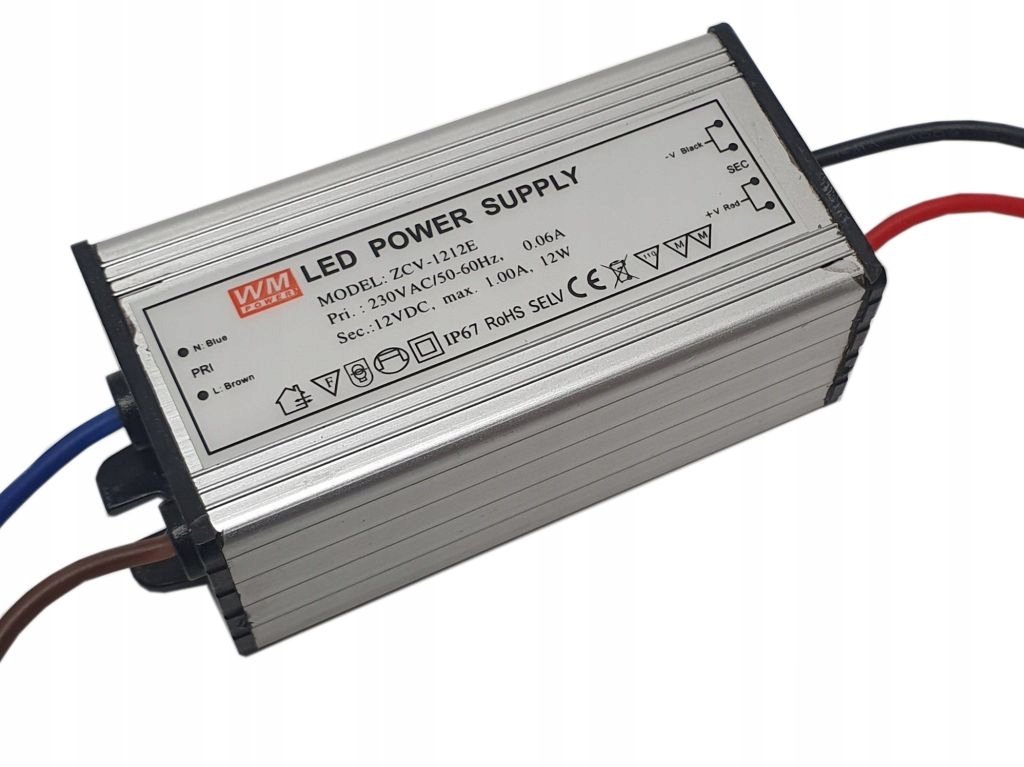 Zasilacz Led 12V 12W Napięciowy Ip67 Aluminium - Inna marka | Sklep ...