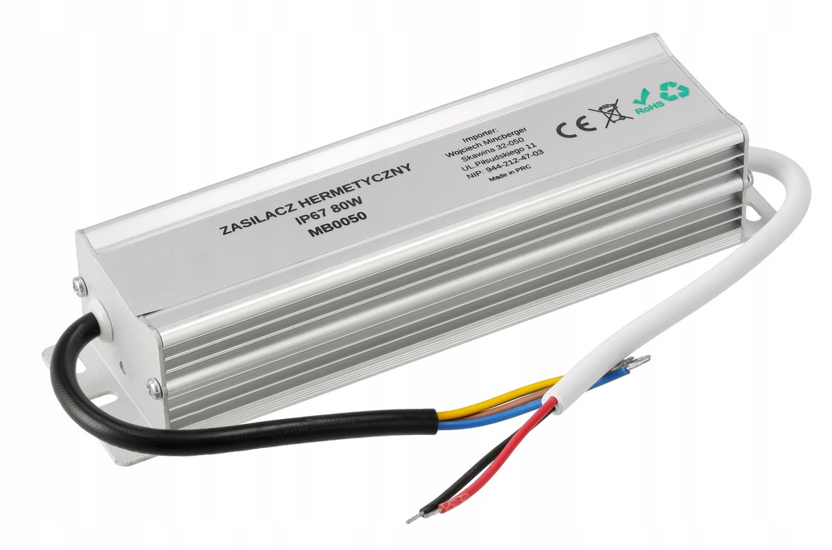 Zasilacz LED 24V Wodoszczelny Hermetyczny 80W 3,33A IP67 Do Taśmy LED ...