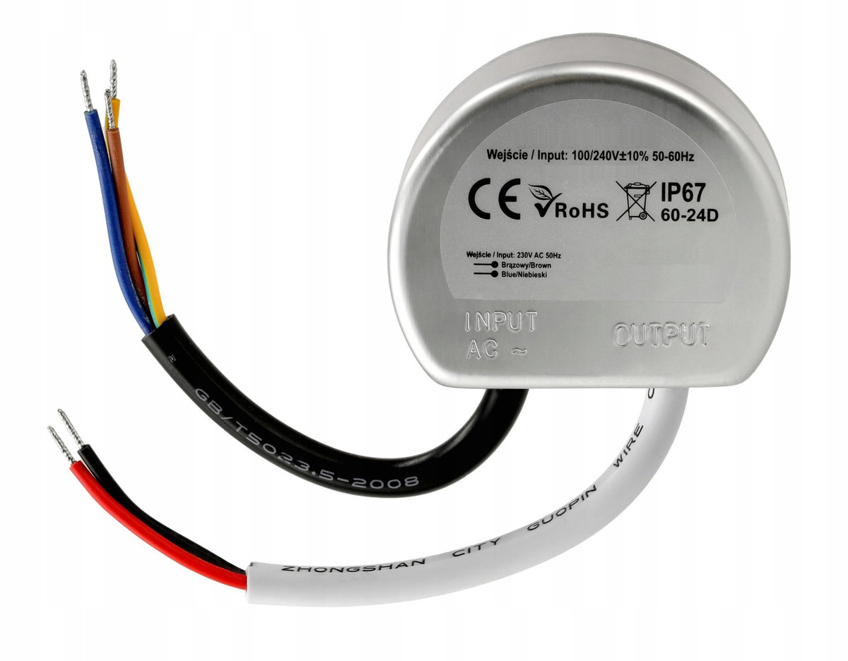 Zasilacz LED Do Puszki 12V 15W 1,25A IP67 Dopuszkowy Hermetyczny Do ...