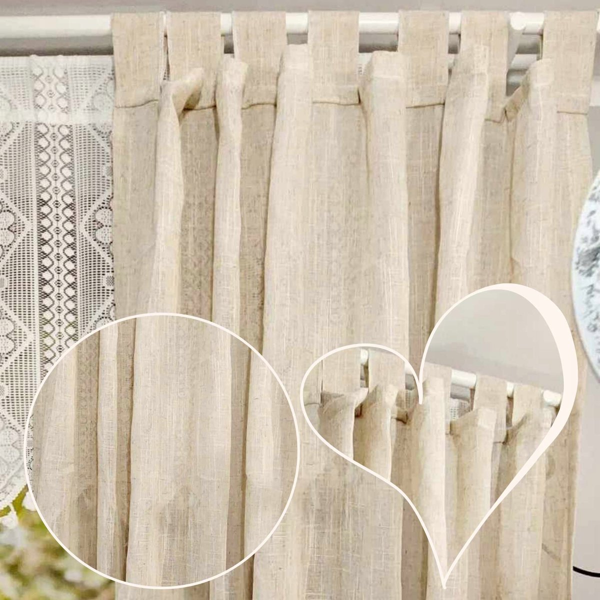 Zasłona gotowa lniana BOHO na szelki zasłony panel SHABBY 150/250cm - Zpotrzebyserca | Sklep ...