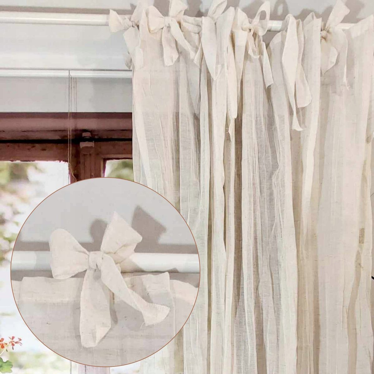 Zasłona lniana gotowa do pokoju do salonu boho troki 150/250cm - Zpotrzebyserca | Sklep EMPIK.COM