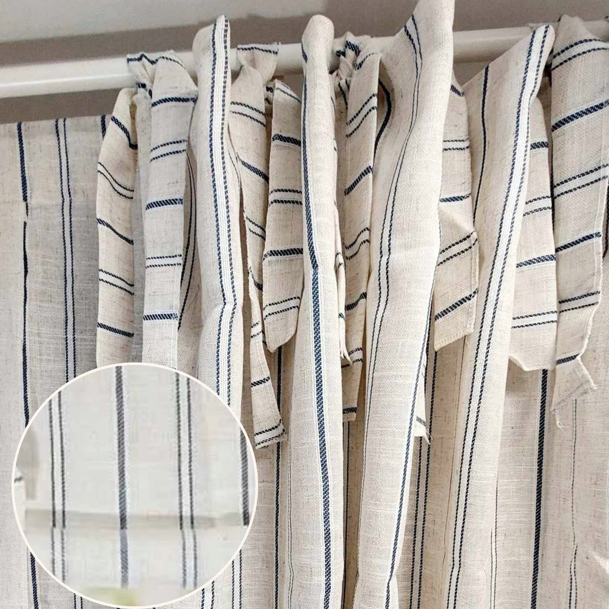 Zasłony gotowe lniane boho na troki panel do salonu w prążki 150/250cm - Zpotrzebyserca | Sklep ...
