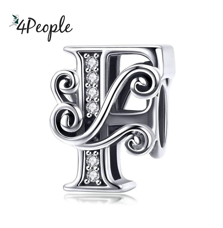 Zawieszka Charms Literka Litera F Alfabet Srebro - Bamoer | Moda Sklep EMPIK.COM