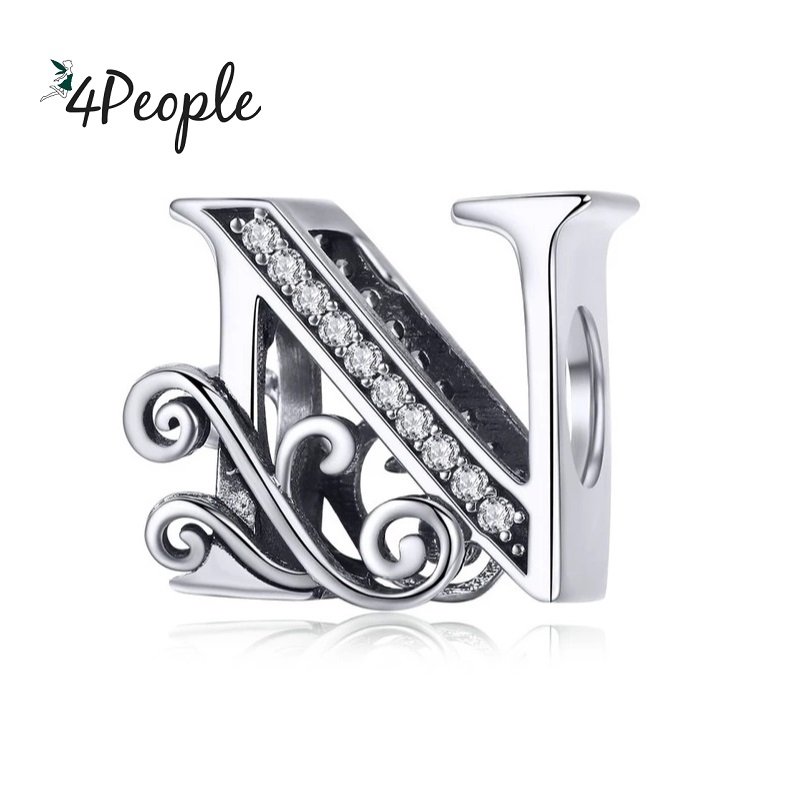 Zawieszka Charms Literka Litera N Alfabet Srebro - Bamoer | Moda Sklep EMPIK.COM