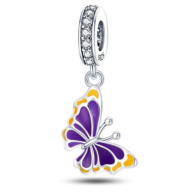 Zawieszka Charms SREBRO 925 Koralik do PANDORA Fioletowy Motyl - Sfera ...