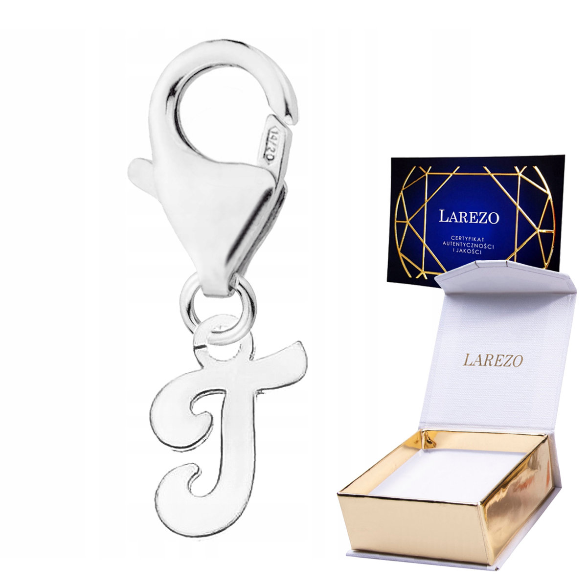 ZAWIESZKA SREBRNA Wisząca z Literą Literka T Inicjał Symbol Znak SREBRO 925 - LAREZO | Moda ...