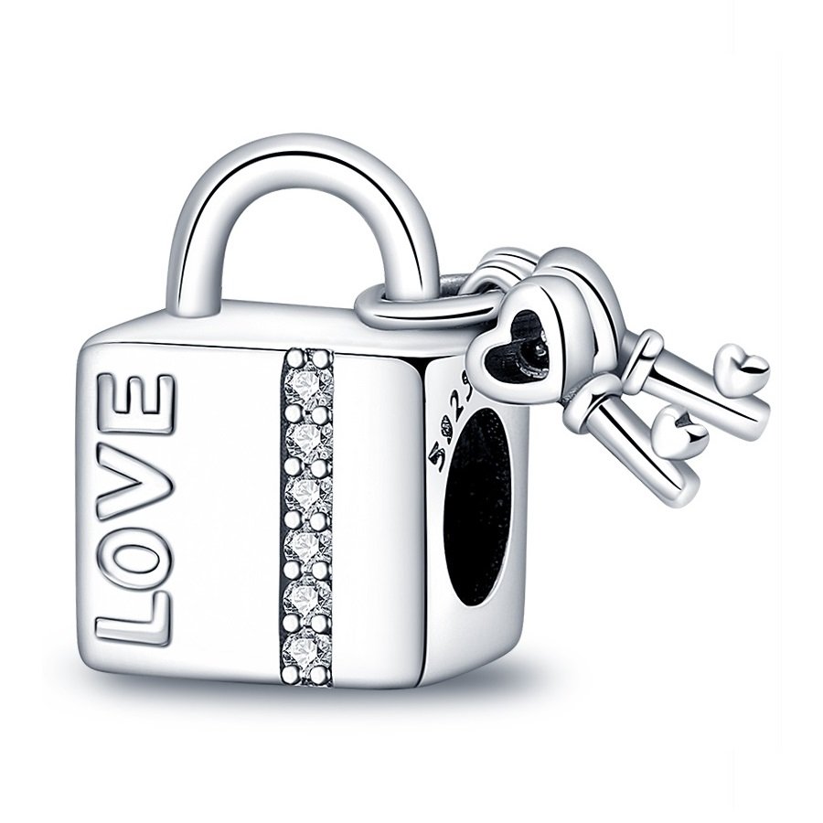 Zawieszka SREBRO 925 Charms koralik do PANDORA Kłódka Klucze Love ...